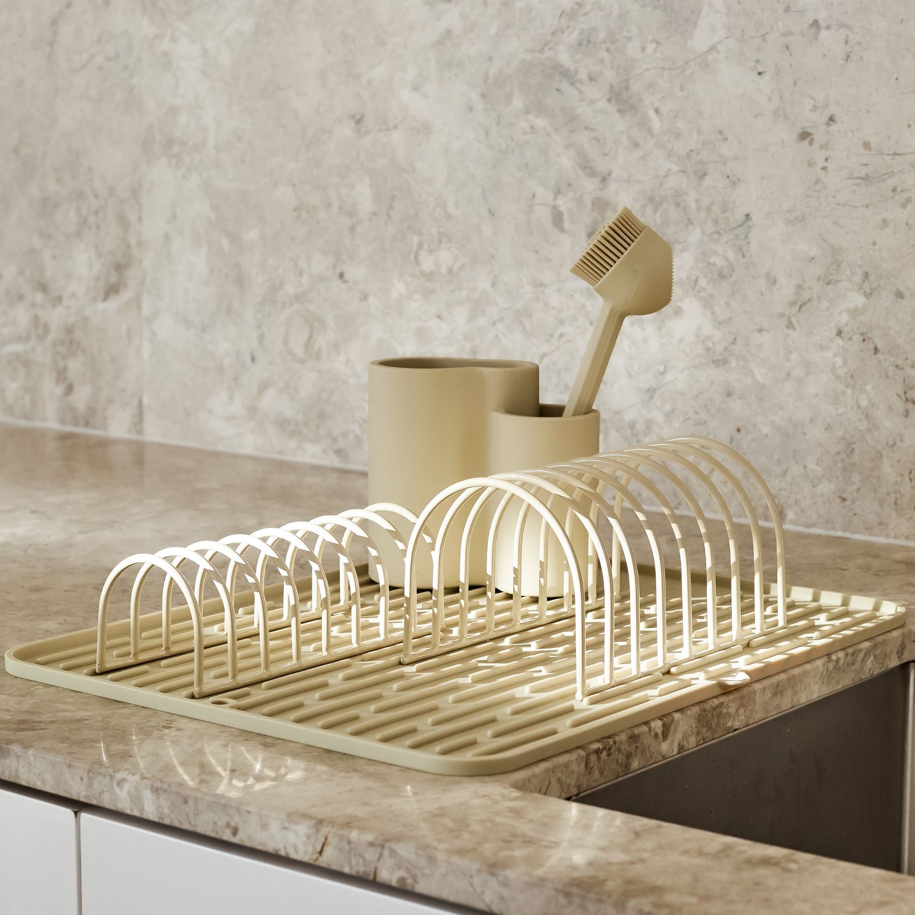 DESIGNSTUFF DRIP Dish Drainer, Sand (Set of 2)