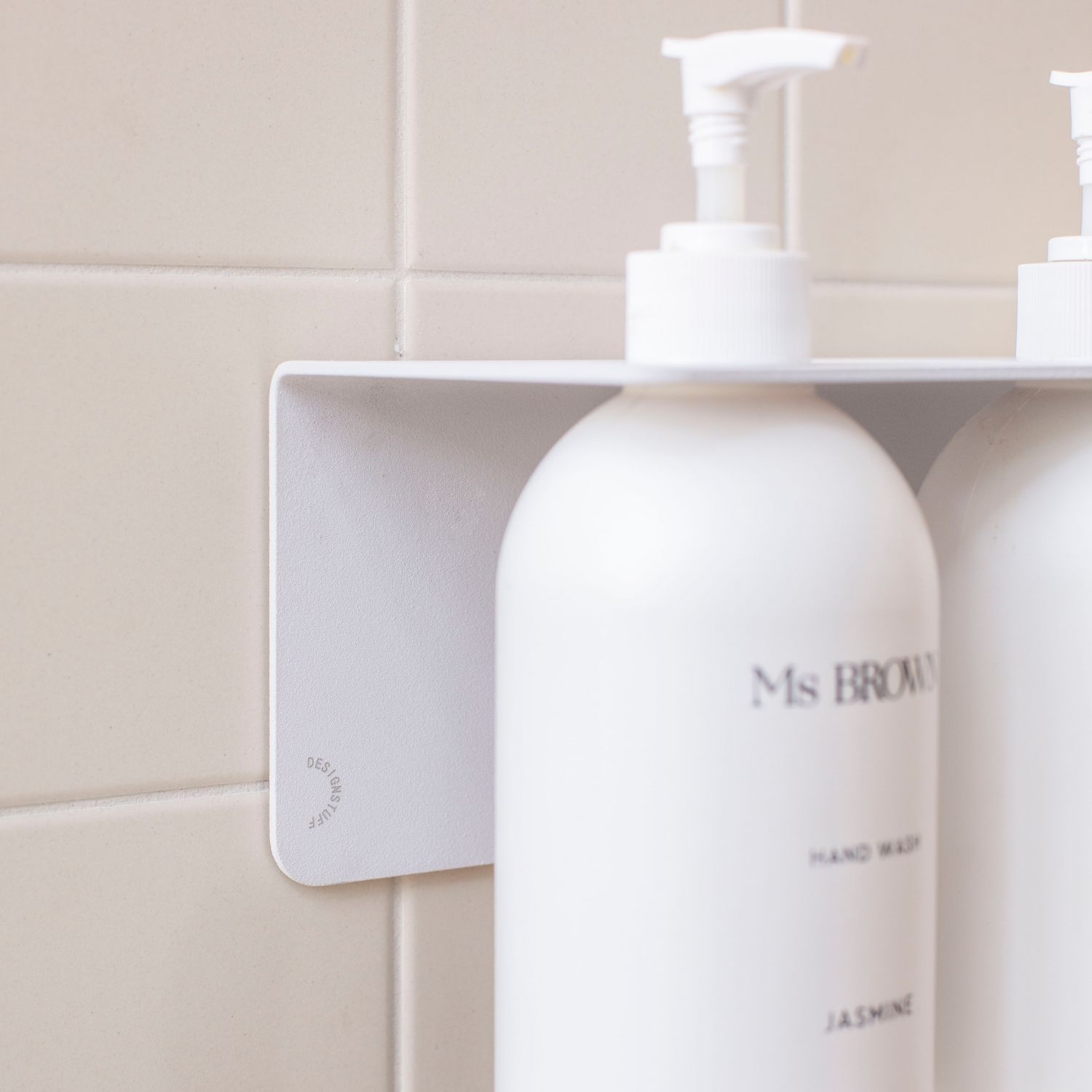 DESIGNSTUFF Shelf w/ Dual Soap Dispenser Holder, L40 cm, White
