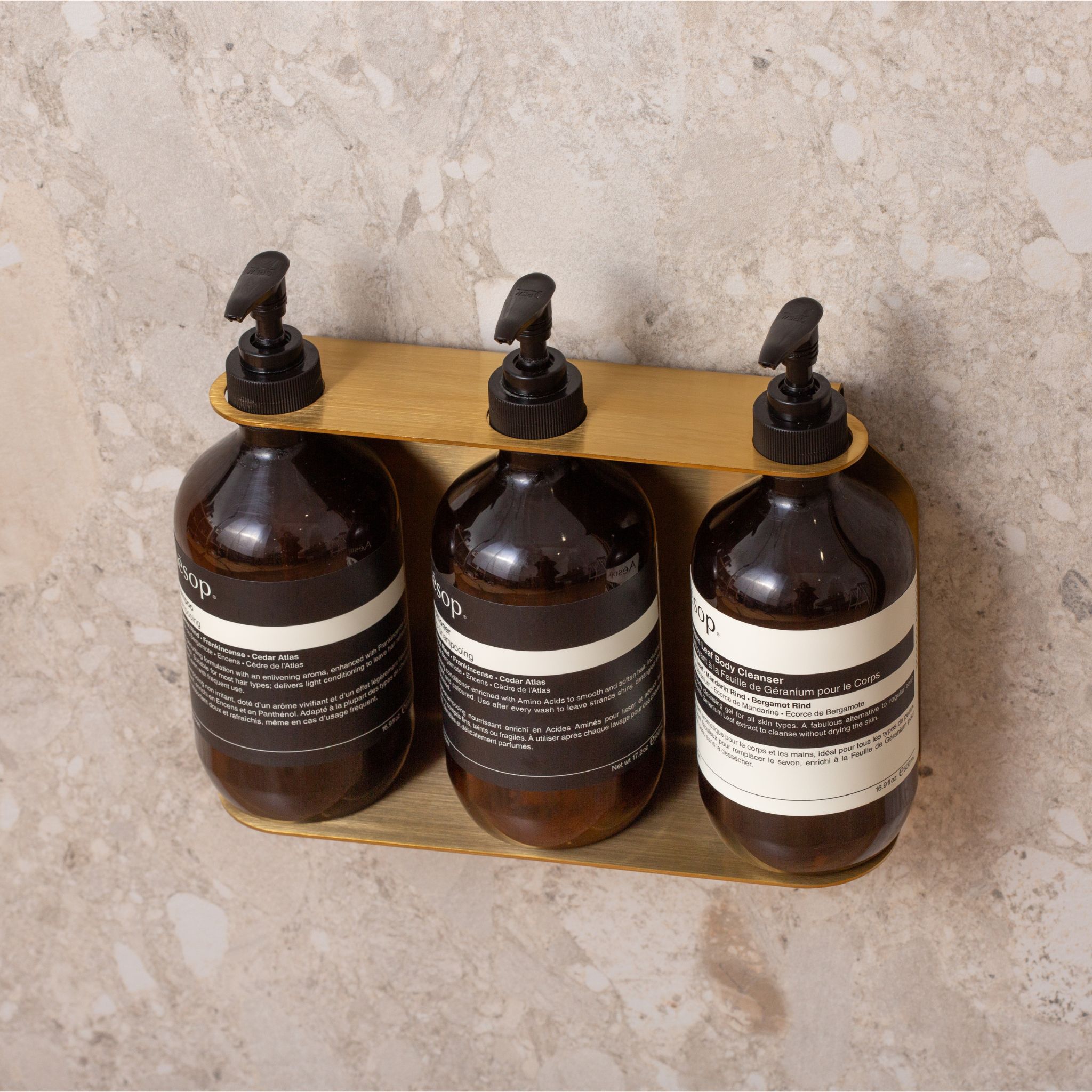 Triple Soap Dispenser Holder Brass