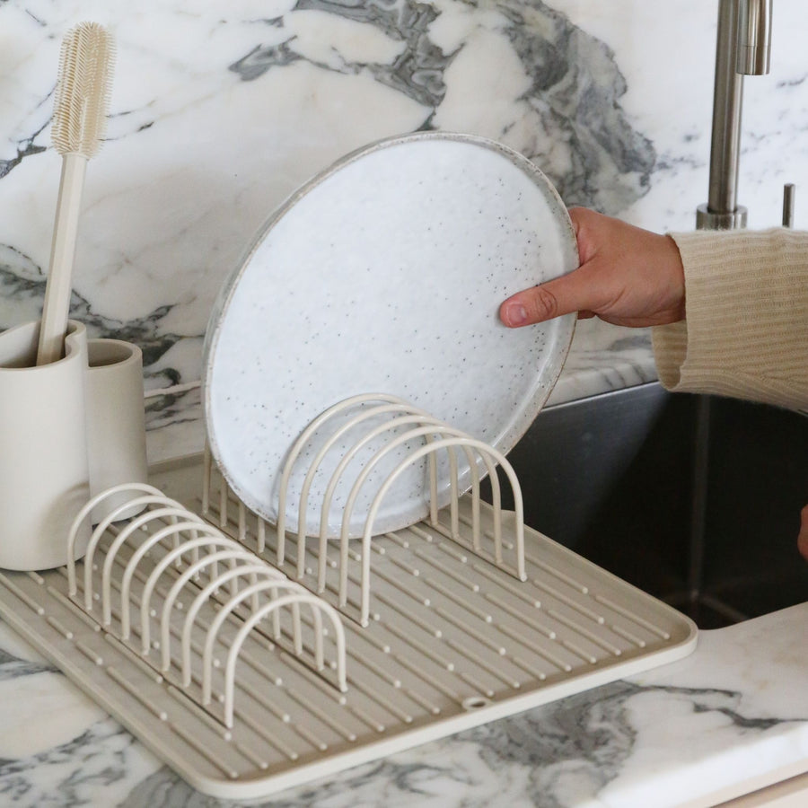 DESIGNSTUFF DRIP Dish Drainer, Sand (Set of 2)