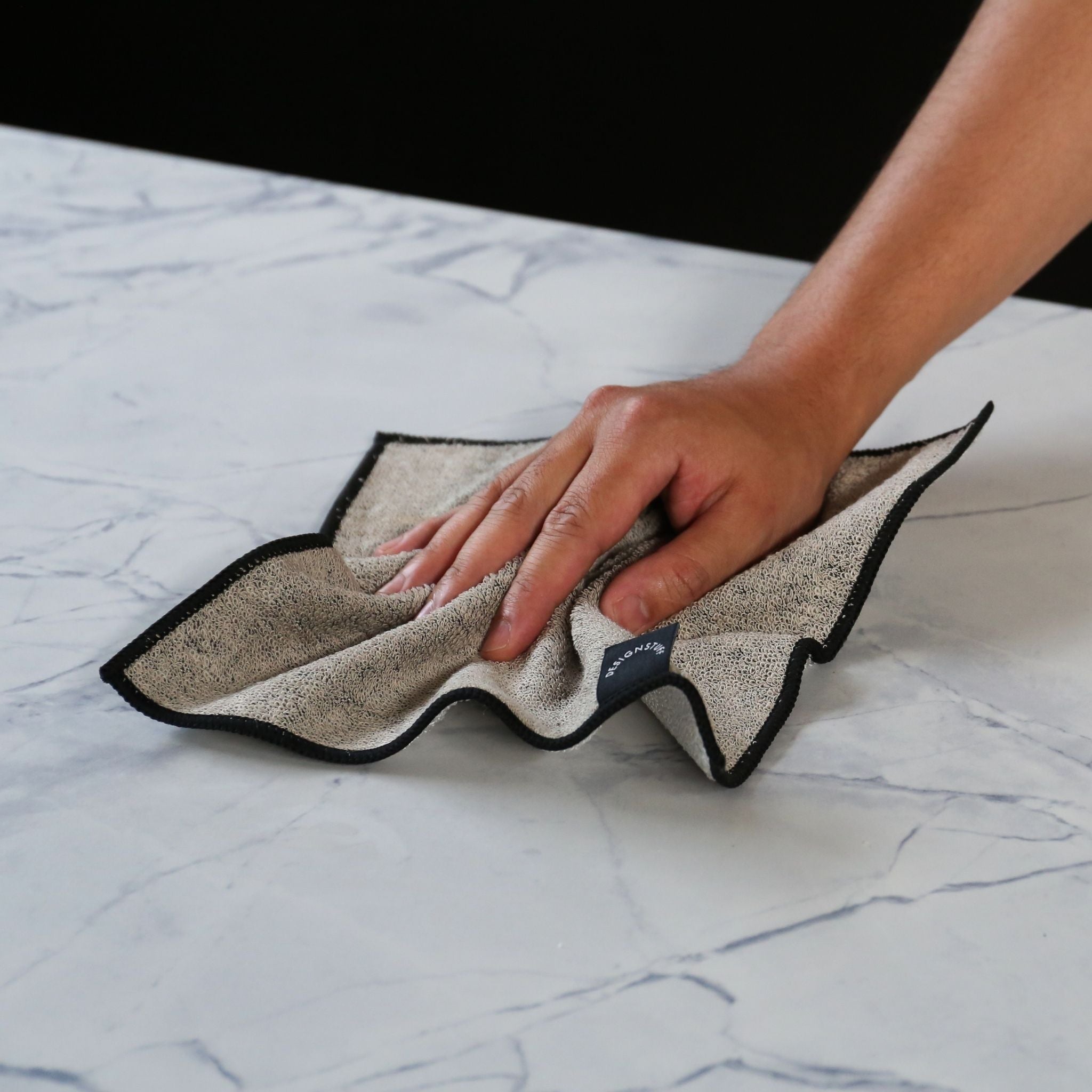 DESIGNSTUFF Hemp Marle Scourer & Bamboo Dishcloth, Black (Set of 2)