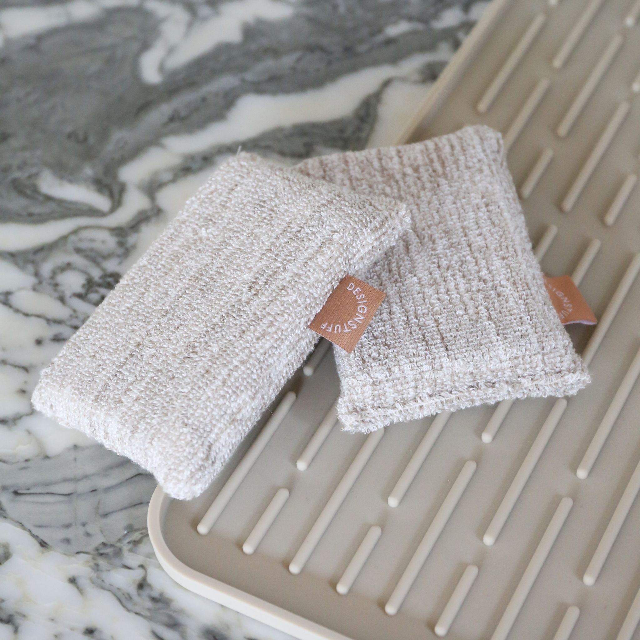DESIGNSTUFF Hemp Marle Sponge, Camel (Set of 2)