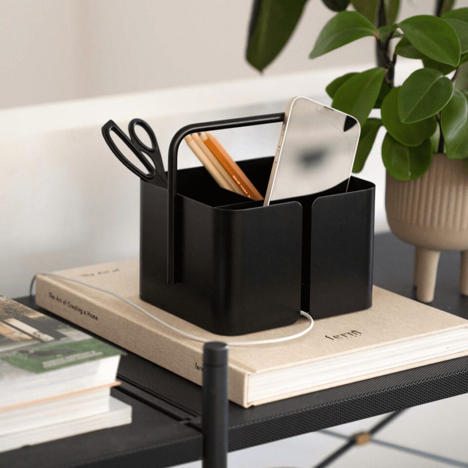 DESIGNSTUFF The Carry All Square Caddy and Storage Box, Black