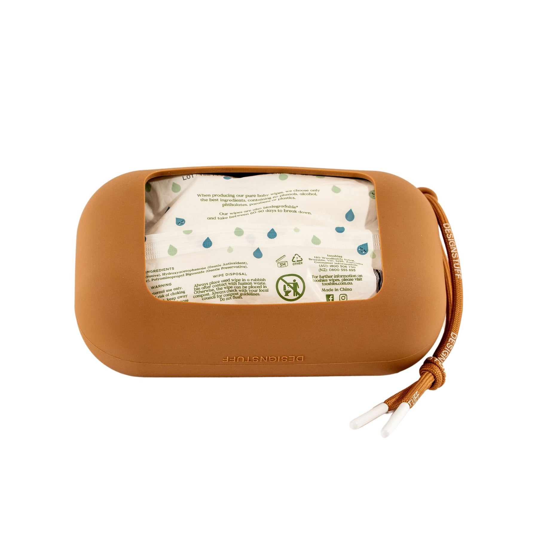 DESIGNSTUFF Wet Wipes Cover with Lid, Camel