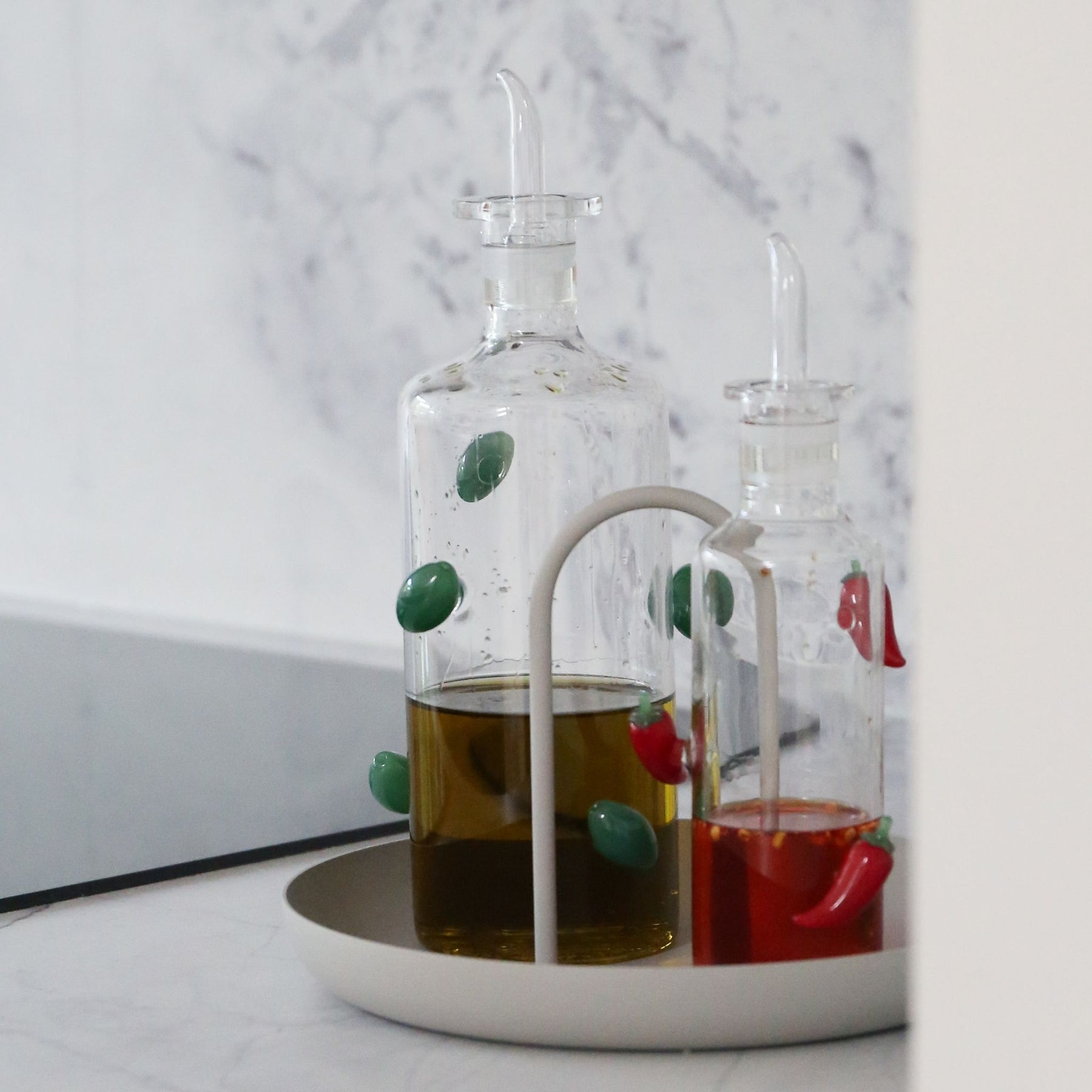 MAISON BALZAC The Olive Oil Bottle, Clear/Opaque Green, 550mL