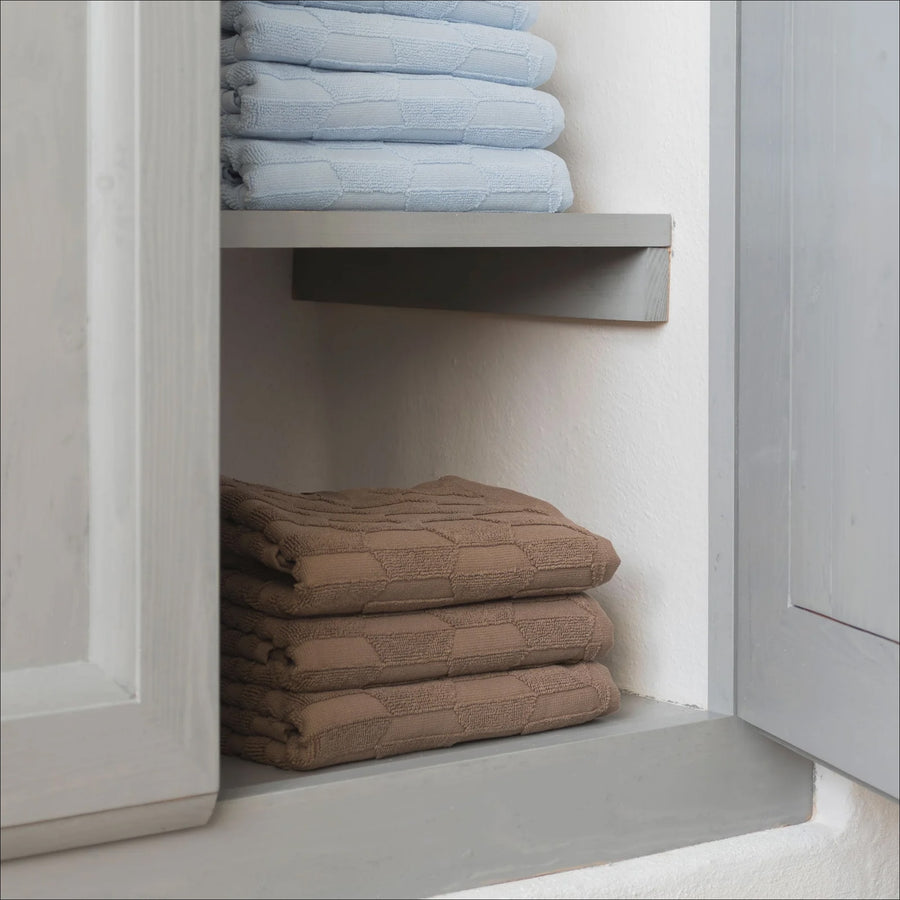 METTE DITMER Geo Hand Towel, Organic Cotton, 35x55 cm, Nougat (2 Pack)